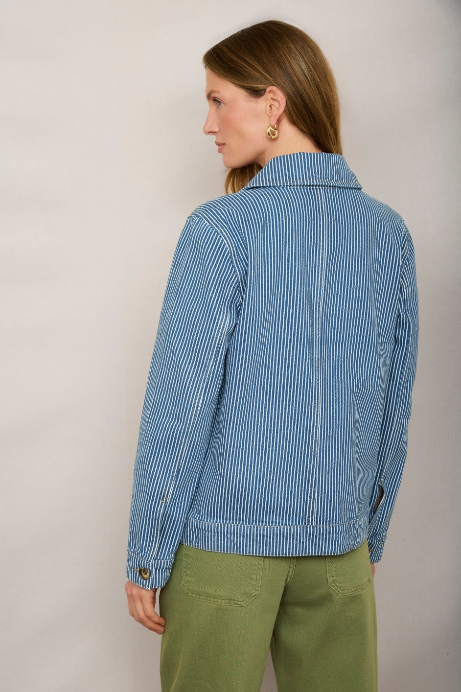 Ada Denim Jacket – Blue/Ivory Stripe – fabricflick